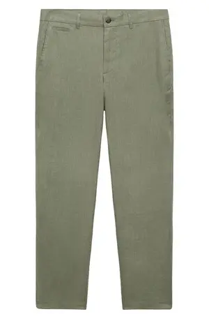 Mango Slim Fit Flat Front Linen Trousers