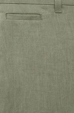 Mango Slim Fit Flat Front Linen Trousers