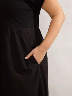 LIVE UNLIMITED Jersey Woven Mix T-shirt Dress