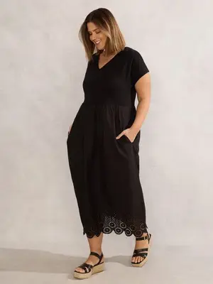 LIVE UNLIMITED Jersey Woven Mix T-shirt Dress