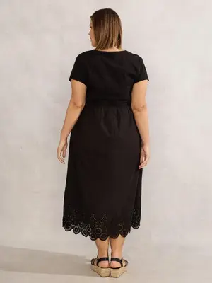 LIVE UNLIMITED Jersey Woven Mix T-shirt Dress