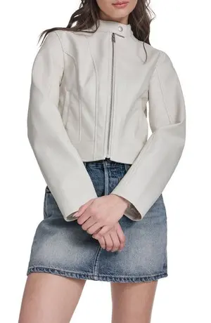 LEVI'S Faux Leather Racer Jacket - Oyster