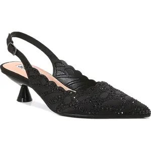 LADY COUTURE Scallop Top Line Slingback Pump - Black