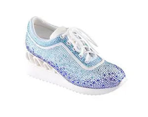 LADY COUTURE Rhinestone Embellished Wedge Sneakers - Blue Multi
