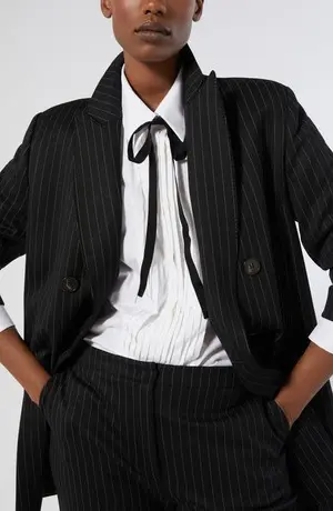 Marina Rinaldi Barbra Pinstripe Stretch Jersey Jacket