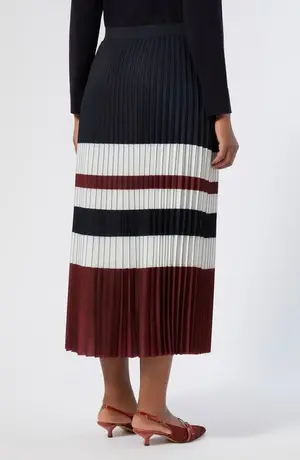 Marina Rinaldi Master Colorblock Pleated Crêpe De Chine Skirt