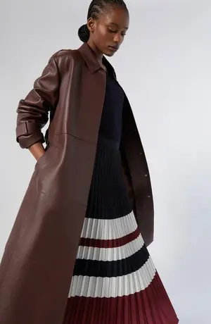 Marina Rinaldi Master Colorblock Pleated Crêpe De Chine Skirt