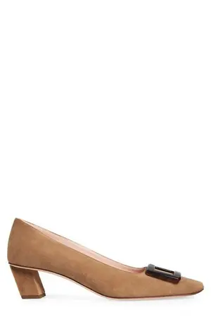 ROGER VIVIER Belle Vivier Block Heel Pump - Tabacco Chiaro