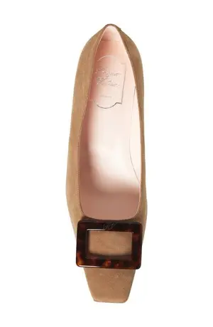 ROGER VIVIER Belle Vivier Block Heel Pump - Tabacco Chiaro