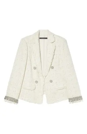 Marina Rinaldi Abavo Crystal Cuff Sequin Tweed Jacket