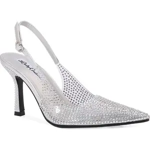 LADY COUTURE Rhinestone Slingback Pumps - Silver
