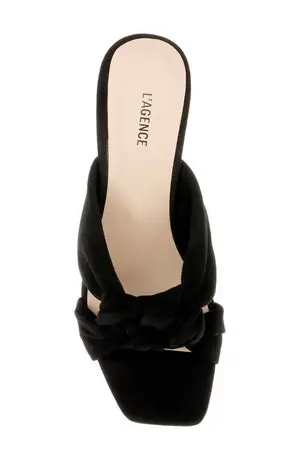 L'Agence Leonie Block Heel Slide Sandal - Black Suede