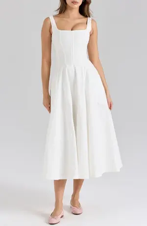 House Of Cb Mariabella A-line Midi Dress - Cloud Dancer