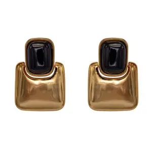 Black Suede Studio Brass Earrings