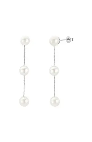 UNTAMED PETALS Lilly Pearl Drop Earrings - Silver