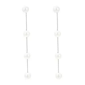 UNTAMED PETALS Luna Pearl Drop Earrings - Silver