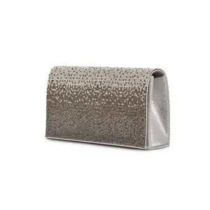 LADY COUTURE Rhinestone Envelope Clutch - Silver Multi
