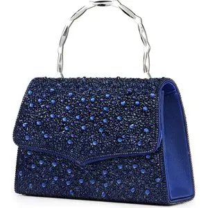 LADY COUTURE Embellished Evening Handbag With Top Handle - Navy