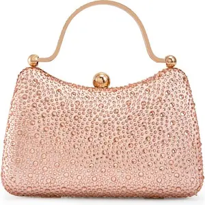 LADY COUTURE Dazzling Evening Handbag With Metal Handles - Champagne