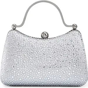 LADY COUTURE Dazzling Evening Handbag With Metal Handles - Silver