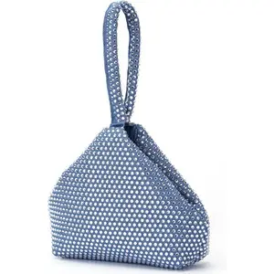 LADY COUTURE Rhinestone Evening Handbag - Blue Denim