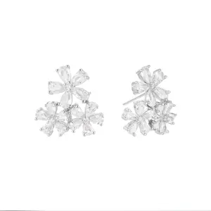 UNTAMED PETALS Daisy Crystal Stud Earrings - Silver