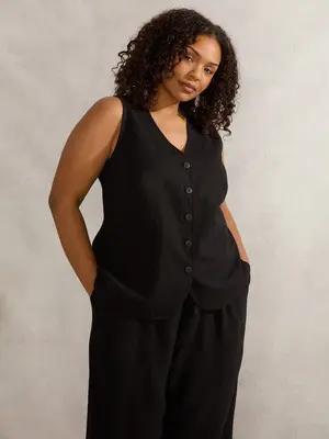 LIVE UNLIMITED Linen Waistcoat - Black