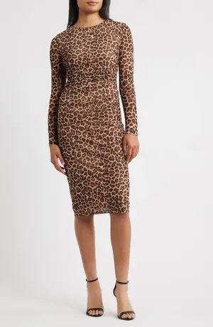 Anne Klein Leopard Print Midi Dress