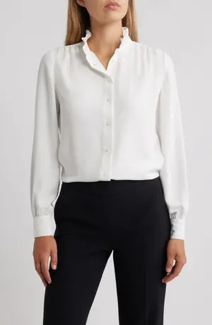 Anne Klein Ruffle Accent Button-up Shirt