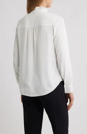 Anne Klein Ruffle Accent Button-up Shirt