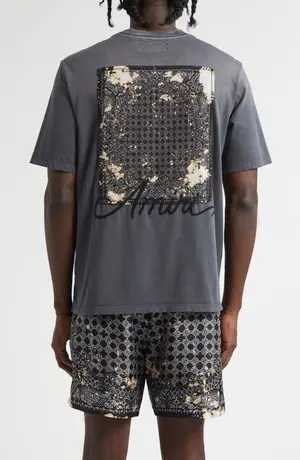 Amiri Bleached Bandana Patch T-shirt - Black