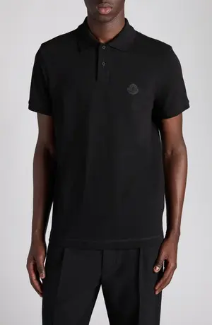 Moncler Logo Patch Cotton Piqué Polo - Black/navy