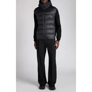 Moncler Cotton Knit & Down Hooded Cardigan