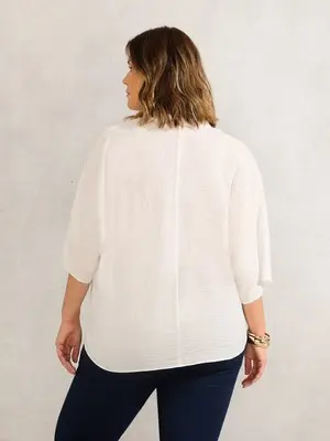 LIVE UNLIMITED Dolman Sleeve Gathered Neck Top
