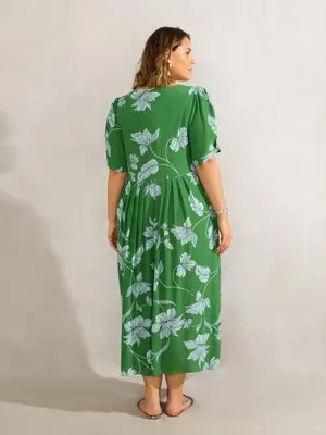 LIVE UNLIMITED Floral Print Lace Up Dress