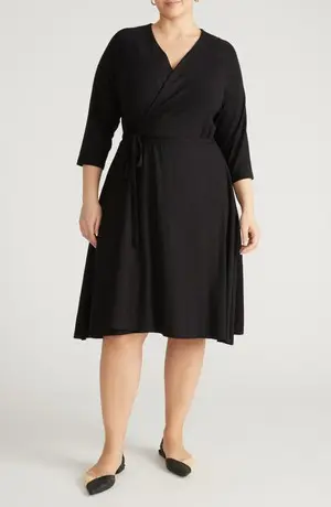 Universal Standard Divine Jersey Wrap Dress - Black