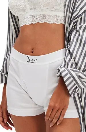 Free People We The Free Cotton Boxer Briefs Ivory