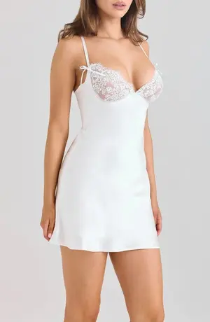 House Of Cb Athenea Satin Mini Slipdress