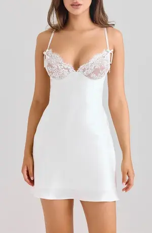 House Of Cb Athenea Satin Mini Slipdress