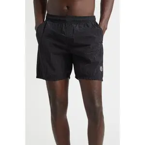 Stone Island Compass Logo Patch Nylon Swim Trunks - V0029 Black