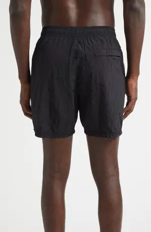 Stone Island Compass Logo Patch Nylon Swim Trunks - V0029 Black