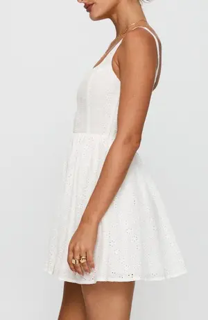 Princess Polly Cartmel Embroidered Eyelet Cotton Minidress