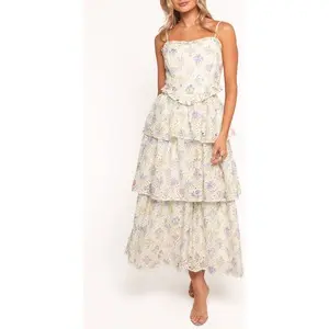 PETAL & PUP Iveta Floral Eyelet Embroidered Midi Dress - Multi Floral
