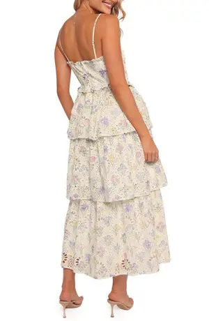 PETAL & PUP Iveta Floral Eyelet Embroidered Midi Dress