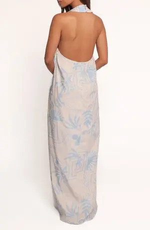 PETAL & PUP Mixed Print Cotton Halter Maxi Dress