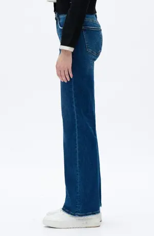 BAYEAS Mid-rise Wide-leg Jeans - Dark Blue
