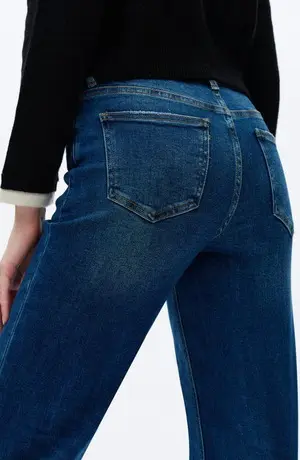 BAYEAS Mid-rise Wide-leg Jeans - Dark Blue
