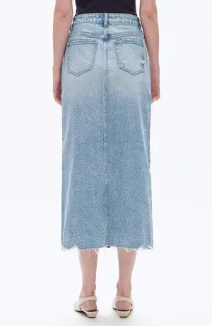 BAYEAS Raw Hem Denim Midi Skirt