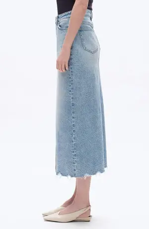 BAYEAS Raw Hem Denim Midi Skirt