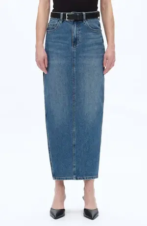 BAYEAS Side Slit Denim Maxi Skirt